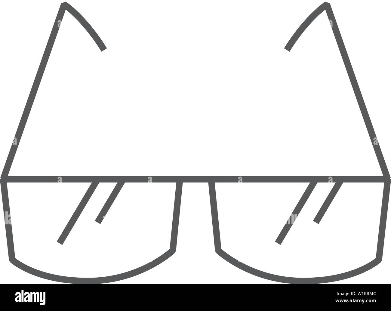 Eyeglasses icon in thin outline style. Fashion hipster dark black retro ...