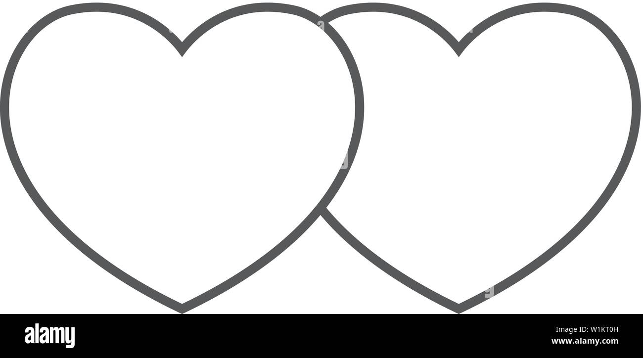 Heart shape icon in thin outline style. Couple wedding valentine ...