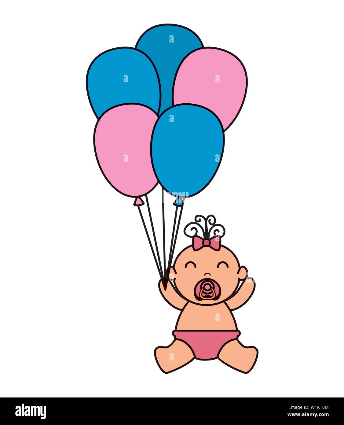 cute little baby girl with balloons helium Stock Vector Image & Art - Alamy
