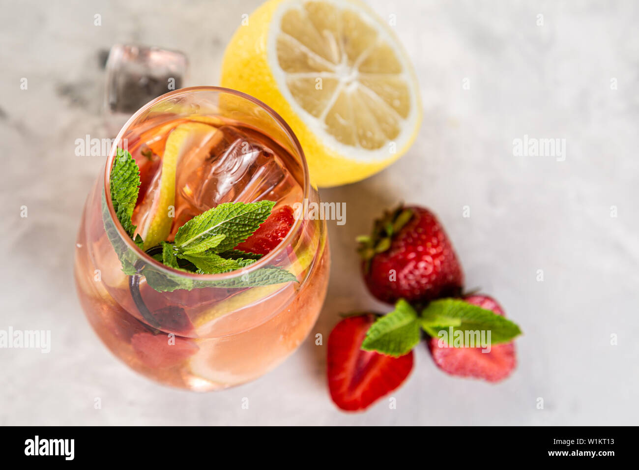 Selection of sangrias - red, pink, white and ingredients Stock Photo ...
