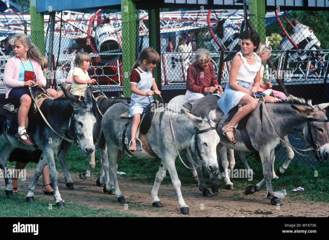 Donkey rides in Butlins Holiday Camp, Pwllheli, North Wales Stock Photo ...