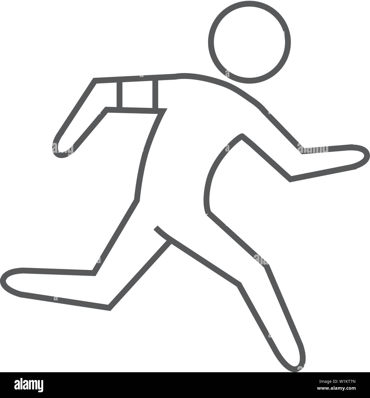 Running athlete icon in thin outline style. Marathon triathlon ...