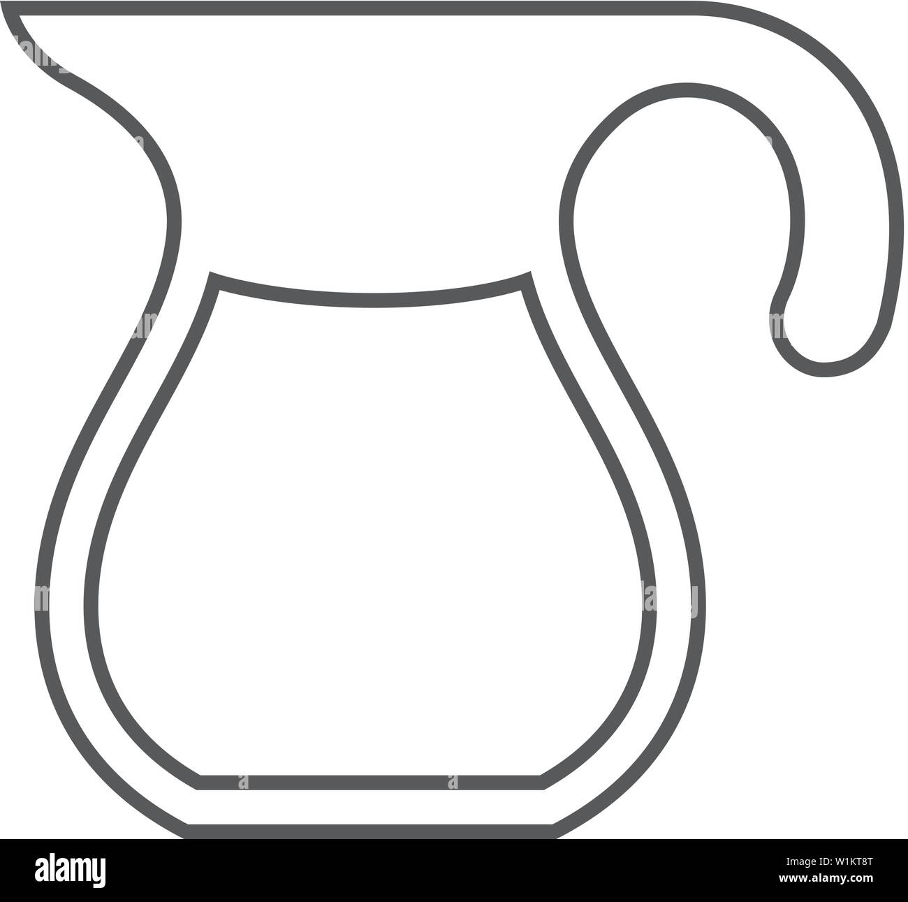 Measure jug icon in thin outline style. Cooking utensil glass liquid ...