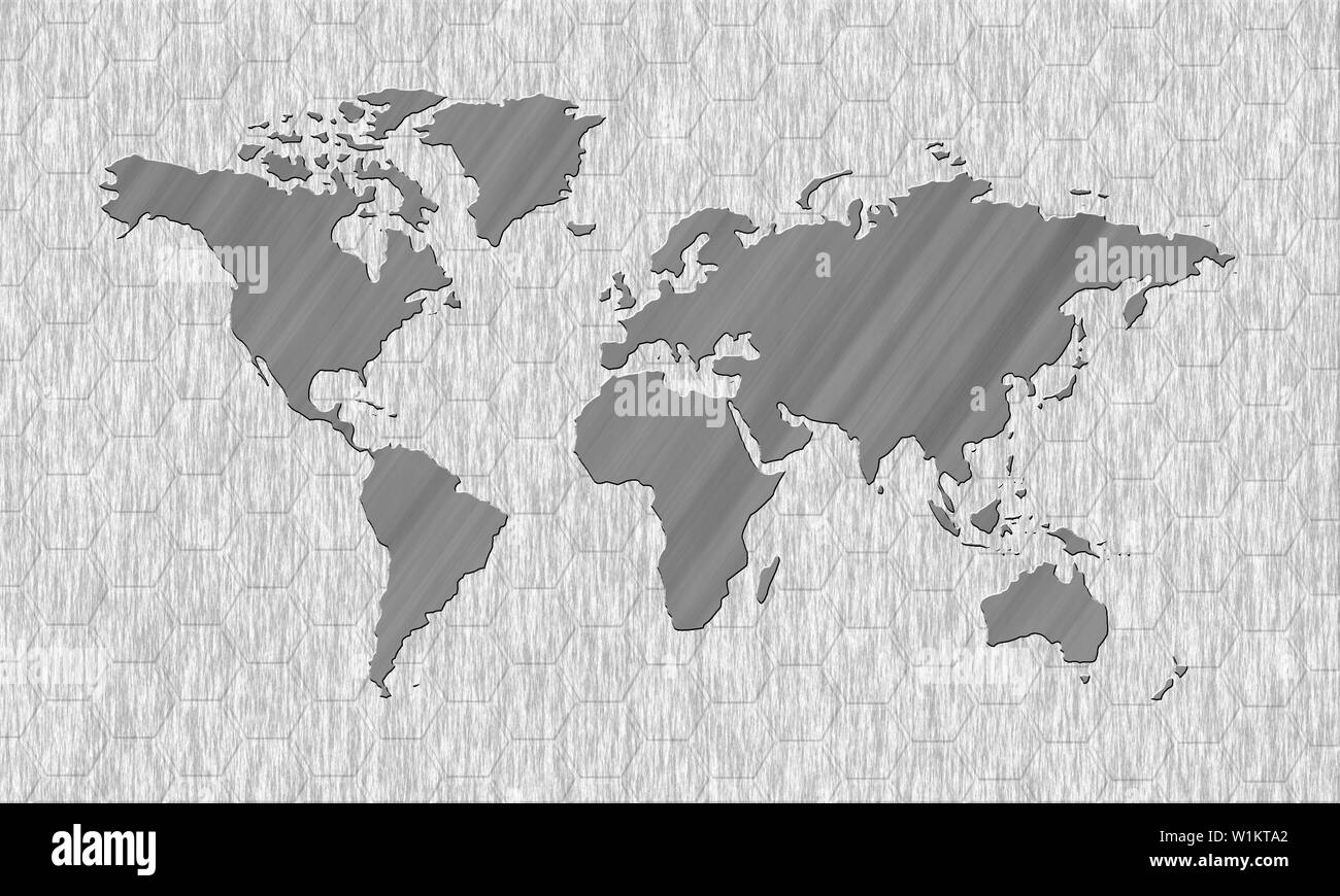 Metal World Map on metal background Stock Photo - Alamy