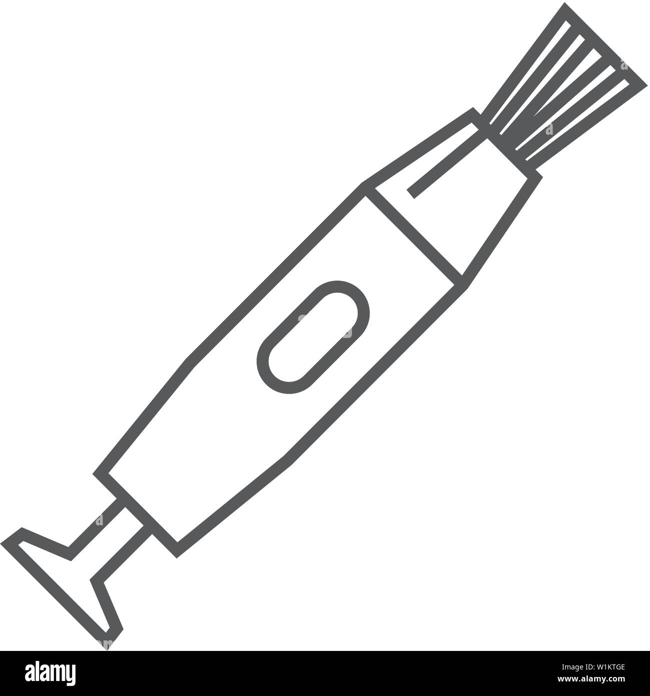 Camera lens cleaner icon in thin outline style. Electronic photography ...