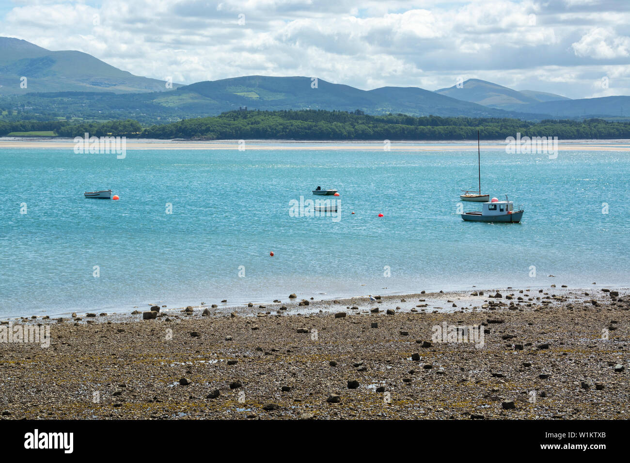 Boats in the Menai Strait and Snowdonia in the background - 4 Stock ...