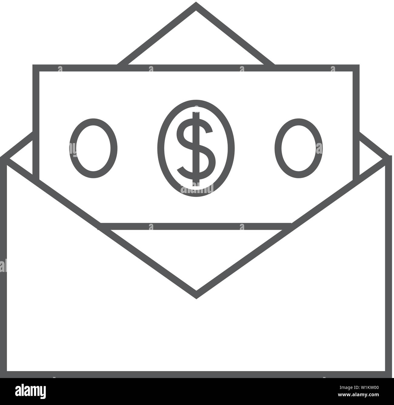 Money envelope icon in thin outline style. Finance wealth banking Stock ...