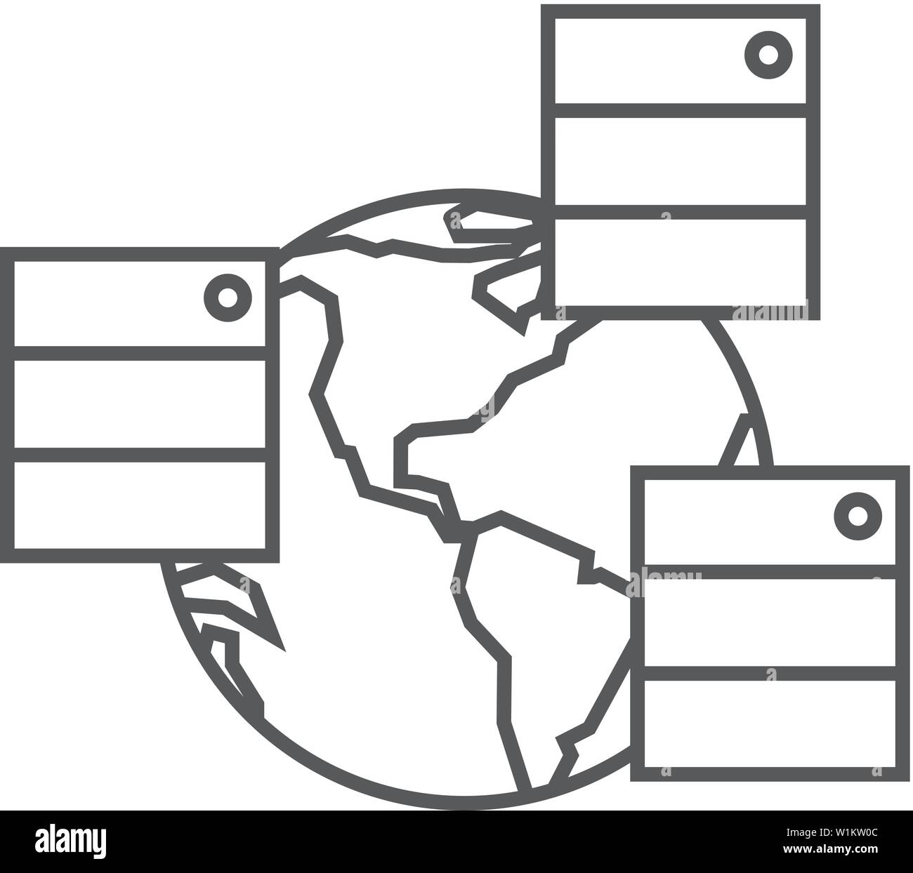 Server icon in thin outline style. Mirror, multiple Stock Vector Image ...