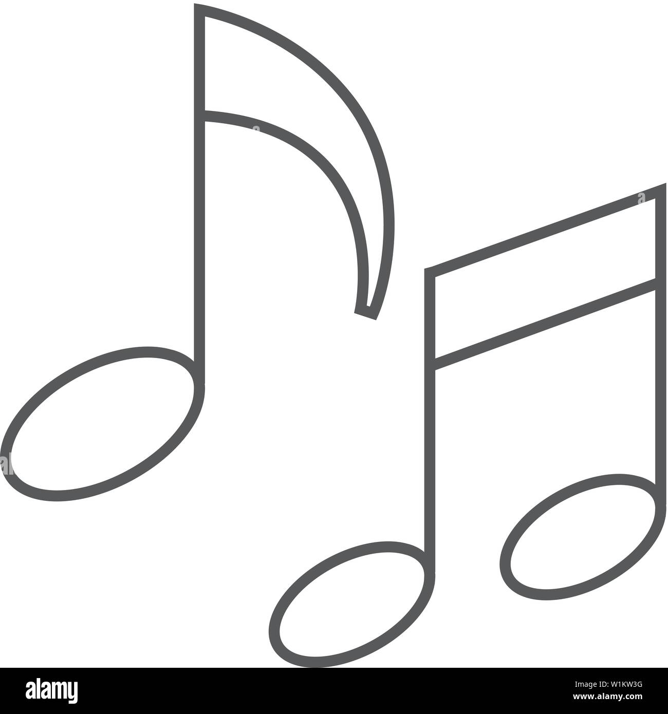 Music notes icon in thin outline style. Musical sheets sign crotchets ...