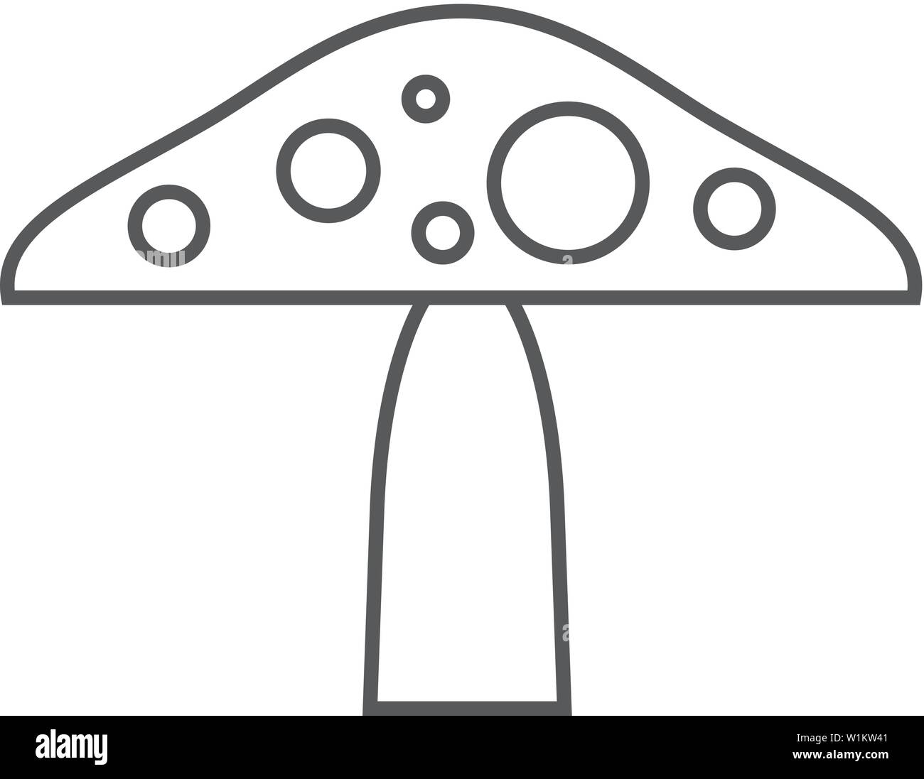 Mushroom icon in thin outline style. Fungi autumn fall Stock Vector ...
