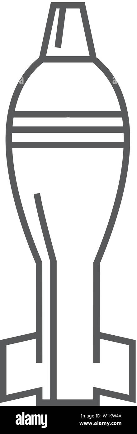 Mortar missile icon in thin outline style. War battle gun Stock Vector ...