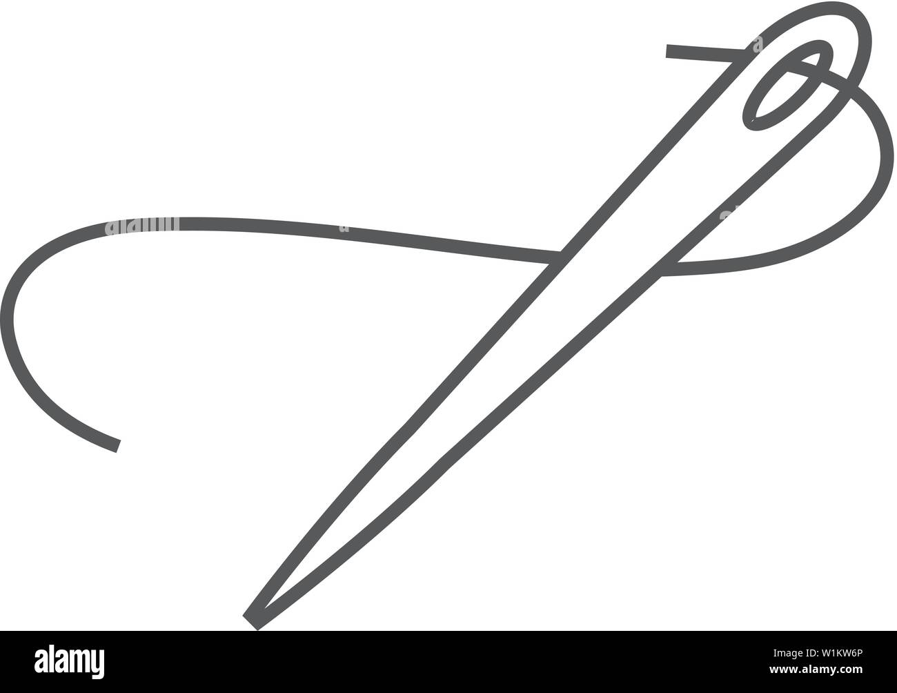 Needle icon in thin outline style. Fashion industry sewing dressmaker ...