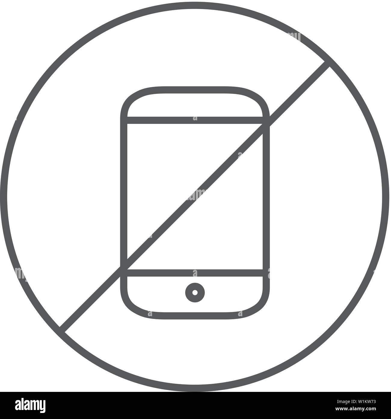 Phone restriction area icon in thin outline style. Smartphone ...