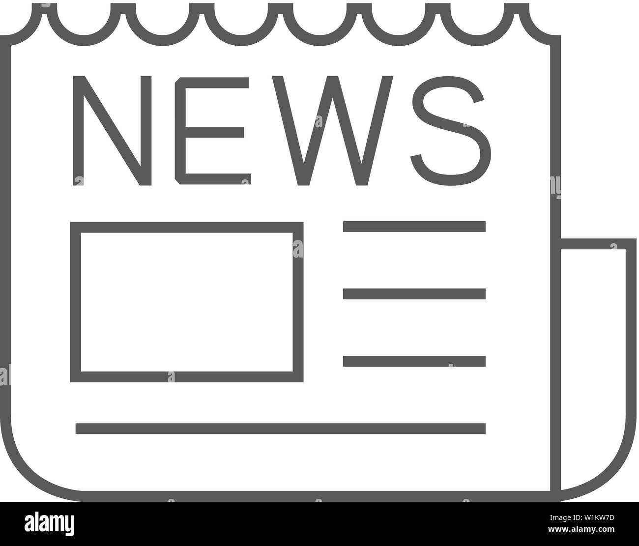 Newspaper icon in thin outline style. Traditional communication ...