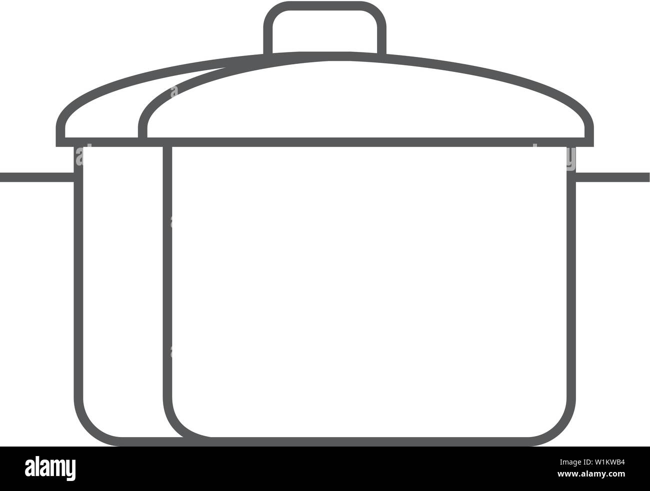 Cooking pan icon in thin outline style. Food restaurant chef utensil ...
