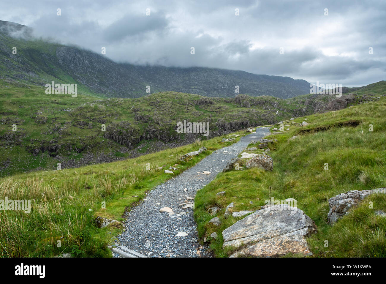 Clouds covering the mountains of Snowdonia above the PYG track - 2 ...