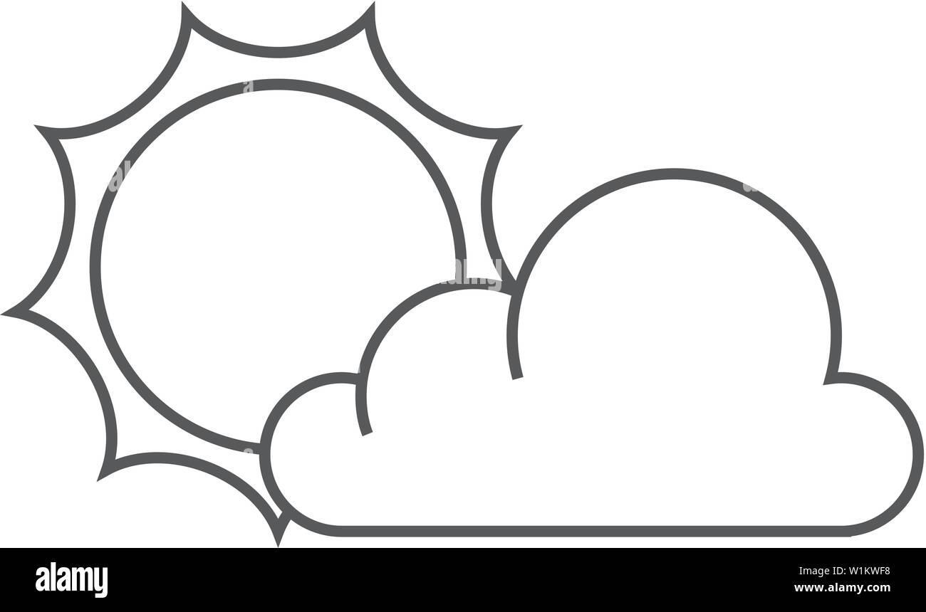 Weather forecast partly sunny icon in thin outline style Stock Vector ...