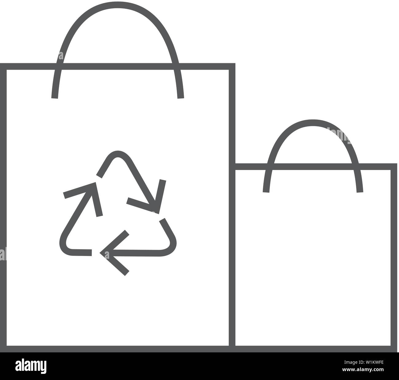 Recycle symbol icon in thin outline style. Environment go green paper ...