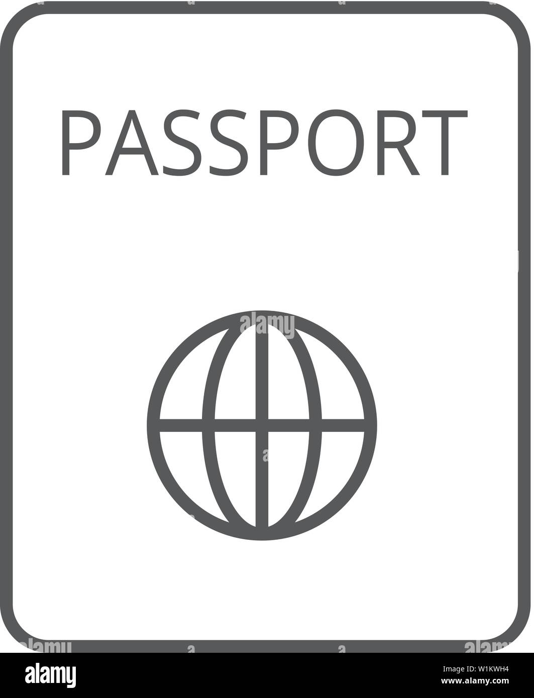 Passport icon in thin outline style. Nationality identity people ...
