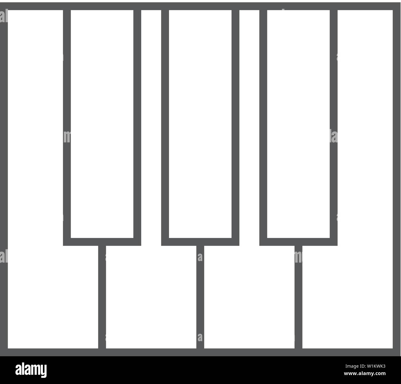 Piano keys icon in thin outline style. Music instrument audio art ...