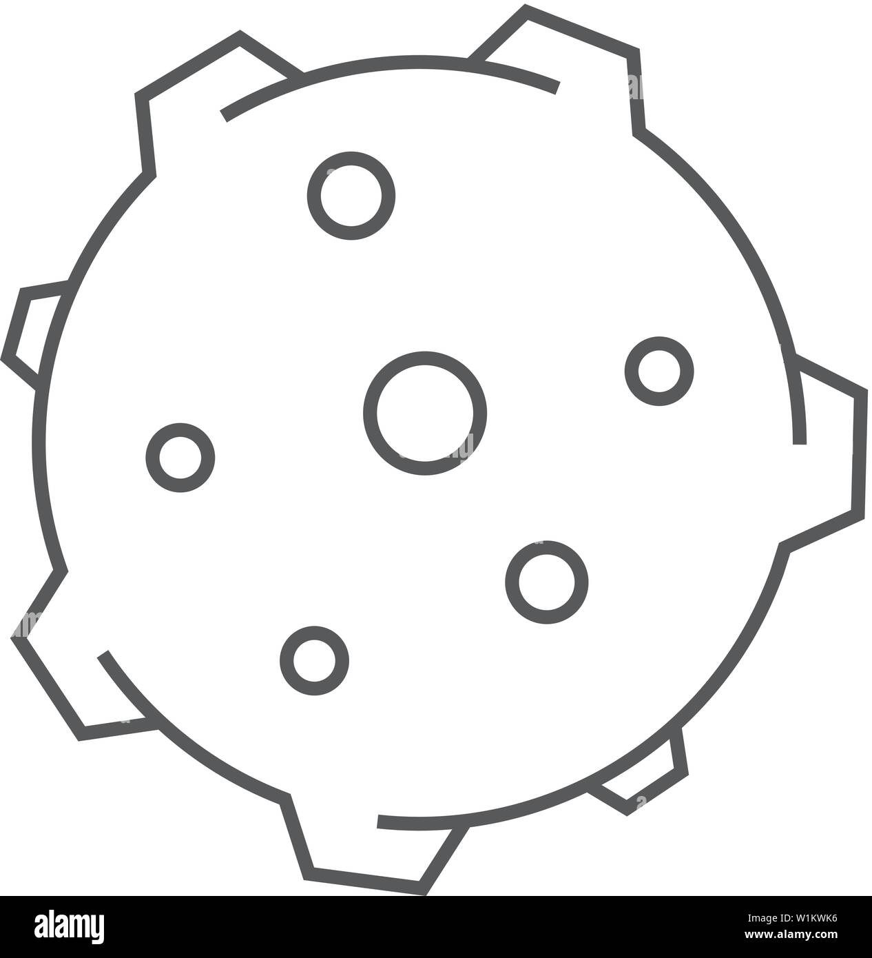 Planet icon in thin outline style. Surface, hole, alien Stock Vector ...