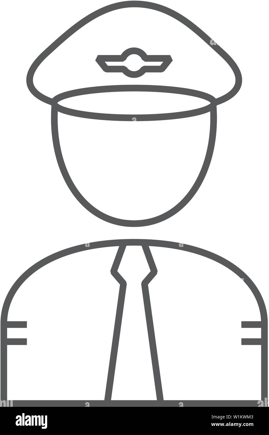 Pilot avatar icon in thin outline style. People aviation airplane ...