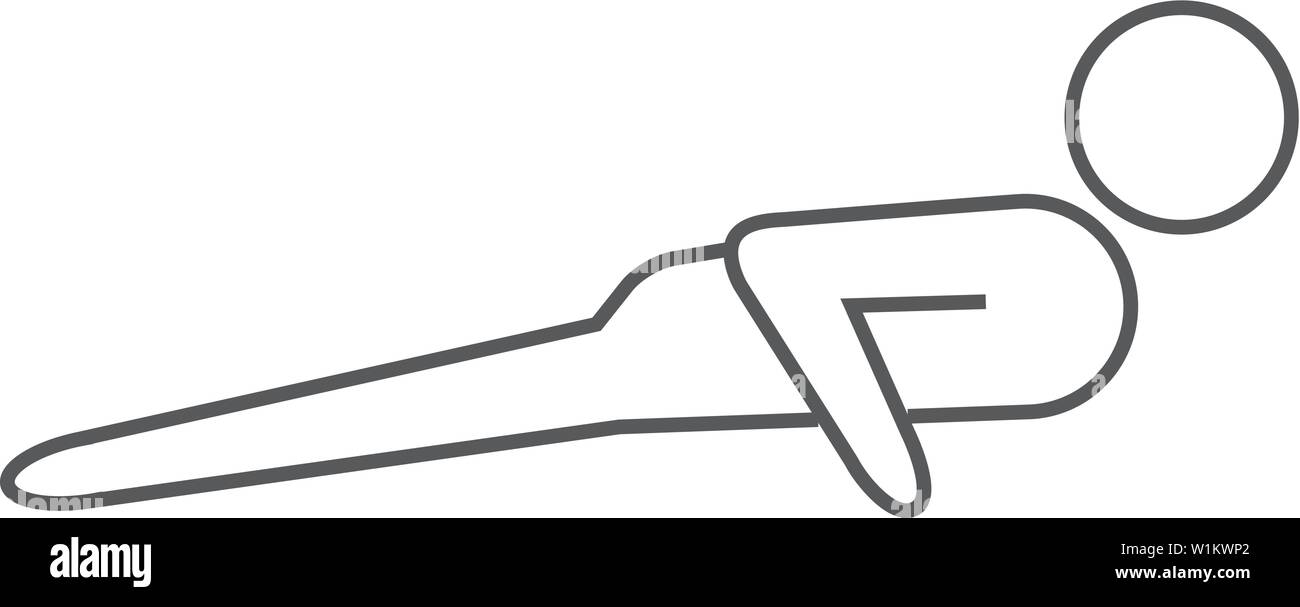 Push up icon in thin outline style. Sport gym fitness workout activity ...