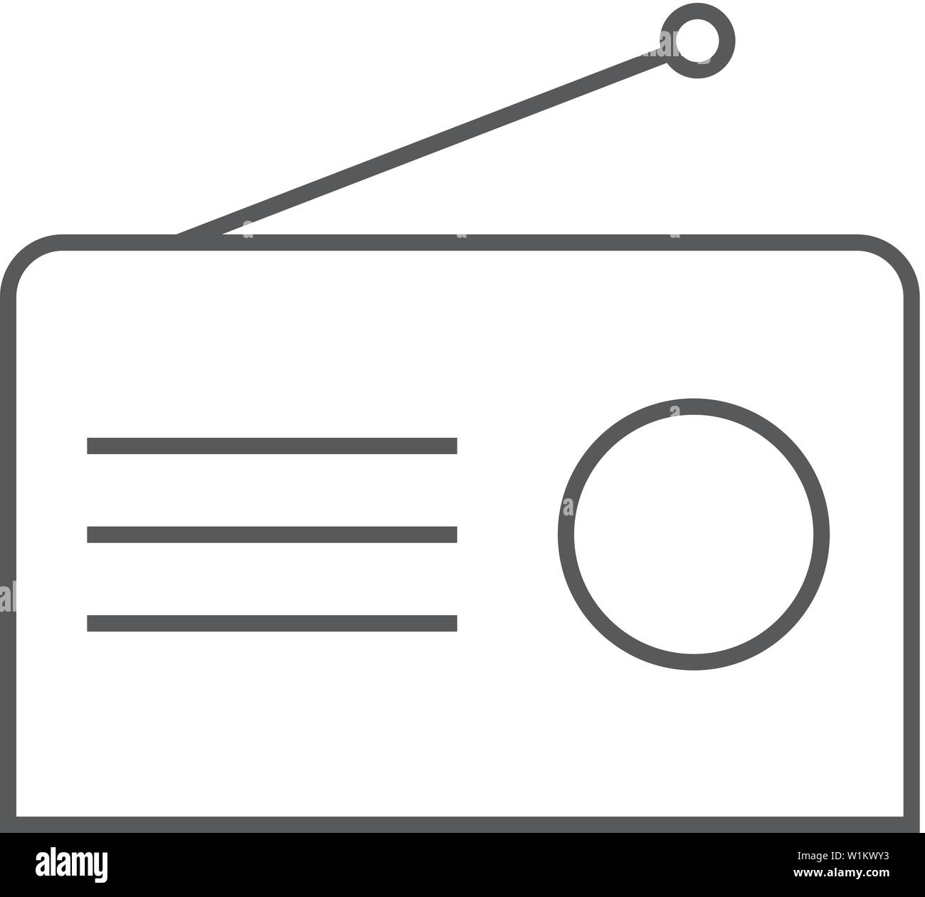 Radio icon in thin outline style. Communication broadcast media music ...