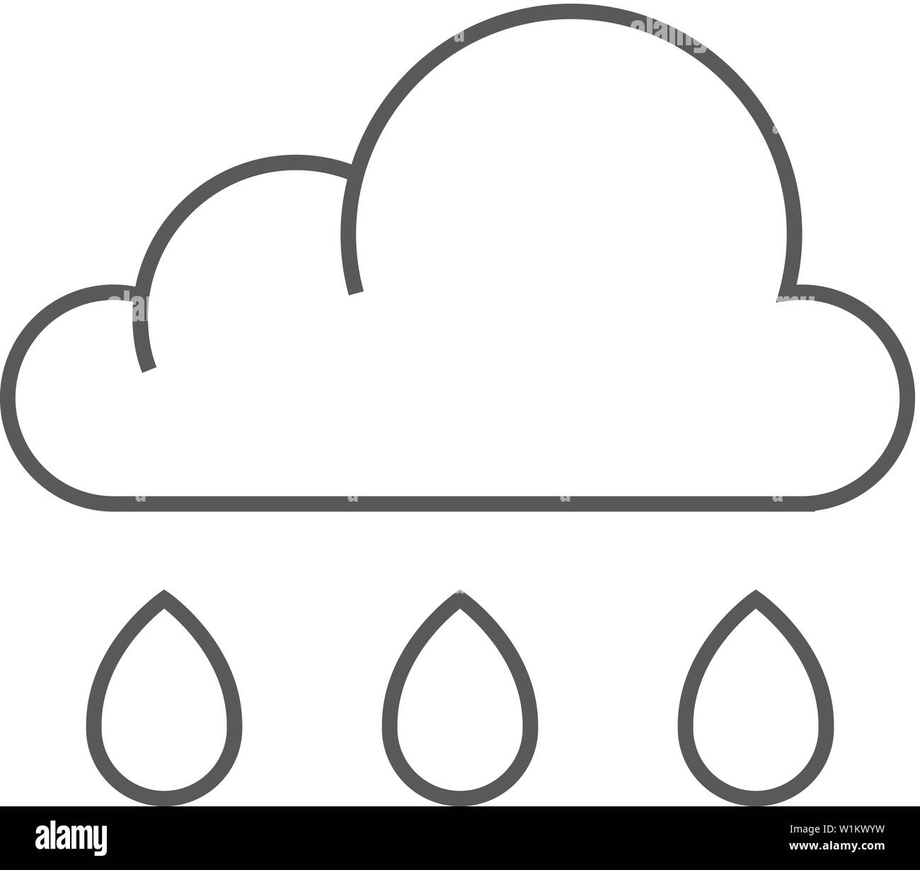 Rainy icon in thin outline style. Season forecast monsoon wet ...