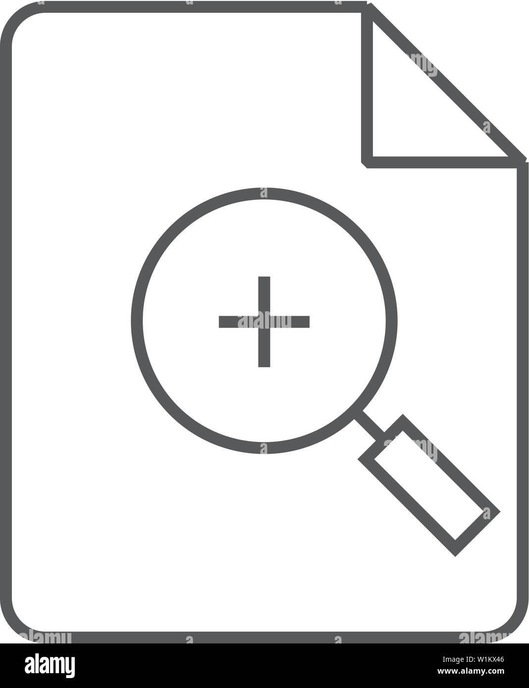 Magnifier icon in thin outline style. Zoom explore find locate paper ...