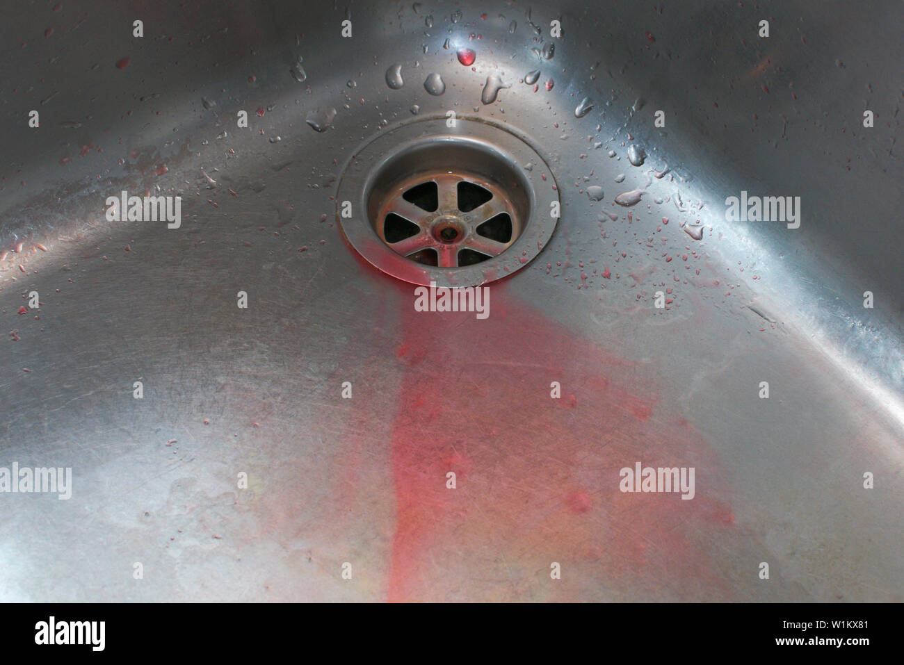 blood in kitchen sink Stock Photo - Alamy