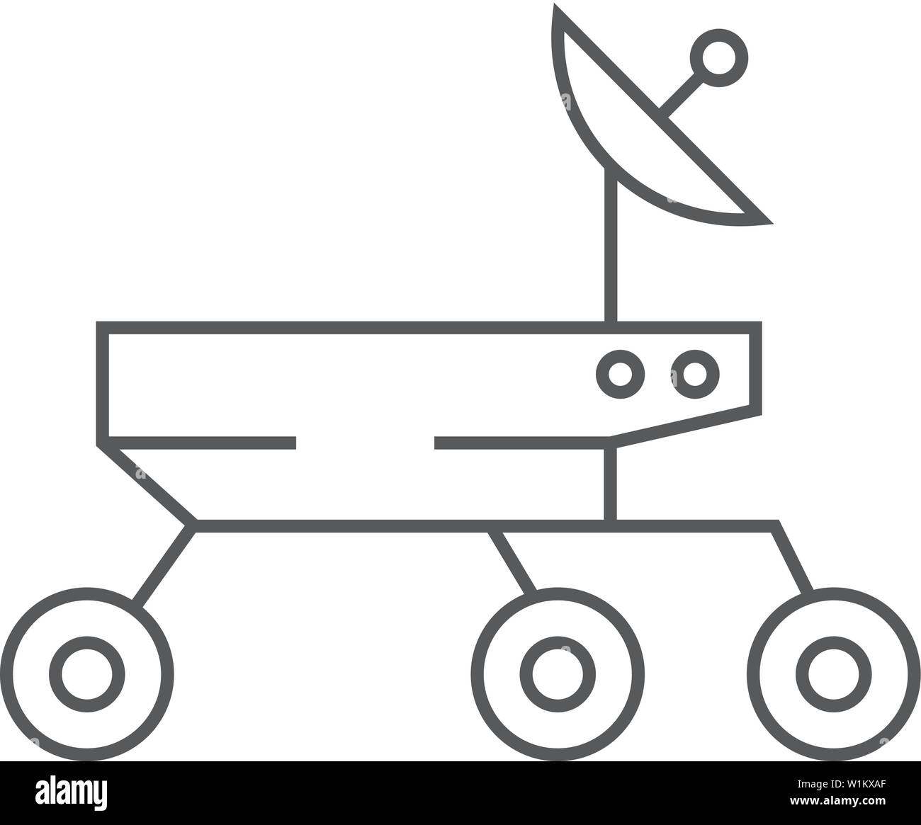 Space rover icon in thin outline style. Vehicle, exploration, planet ...