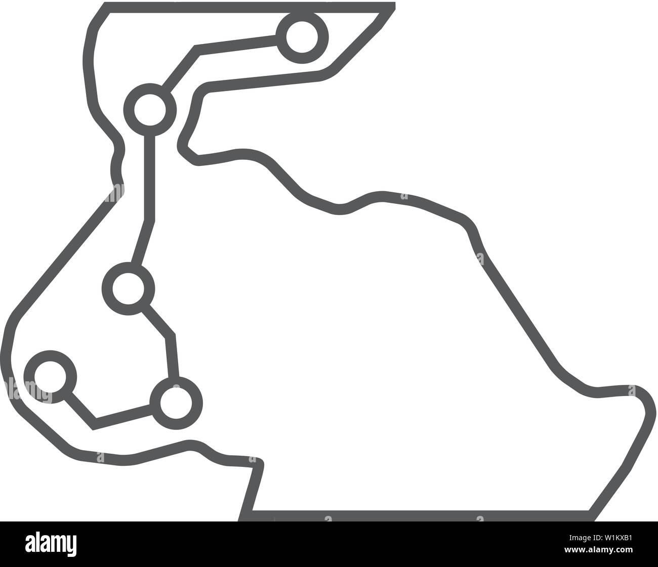 Rally route map icon in thin outline style. Extreme transportation ...