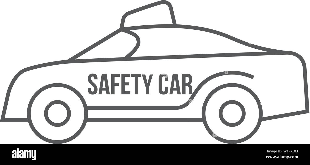 Safety car icon in thin outline style. Race rally control competition ...