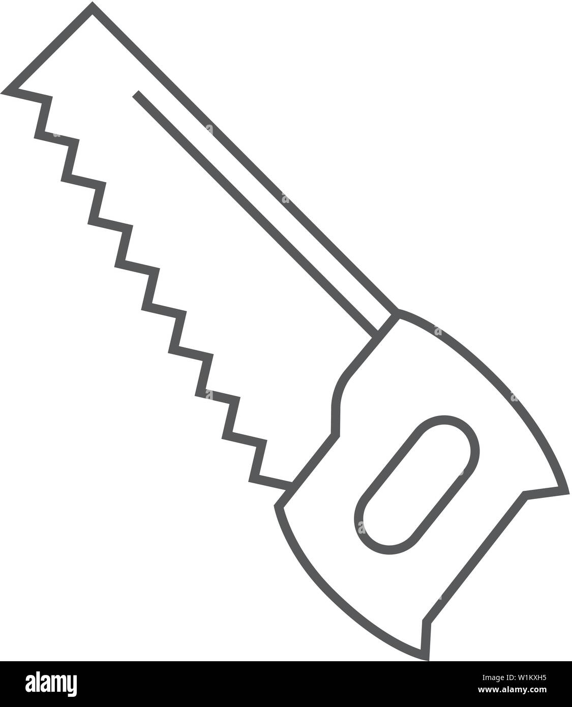 Hand saw icon in thin outline style. Carpenter tool equipment manual ...