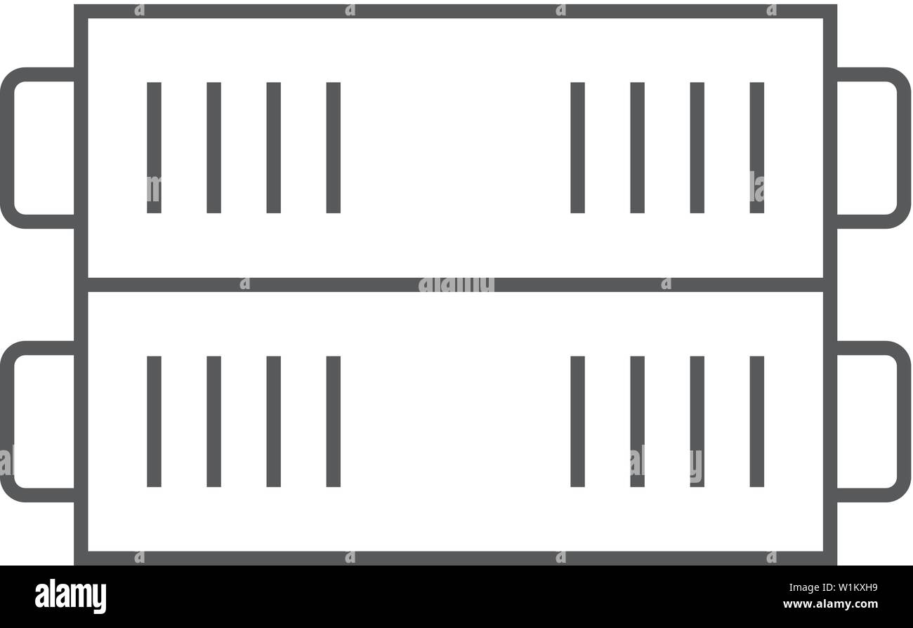 Server rack icon in thin outline style. Computer data file center ...