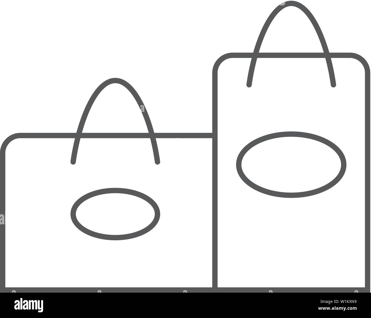 Shopping bags icon in thin outline style. Buying, ecommerce Stock ...