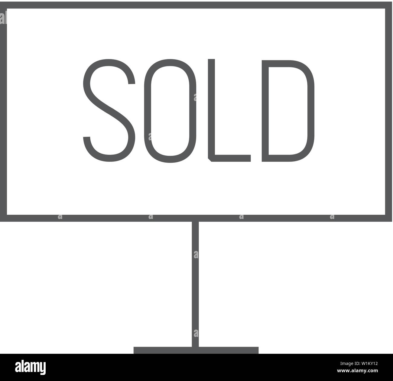 Sold out sign icon in thin outline style. Property house home selling ...