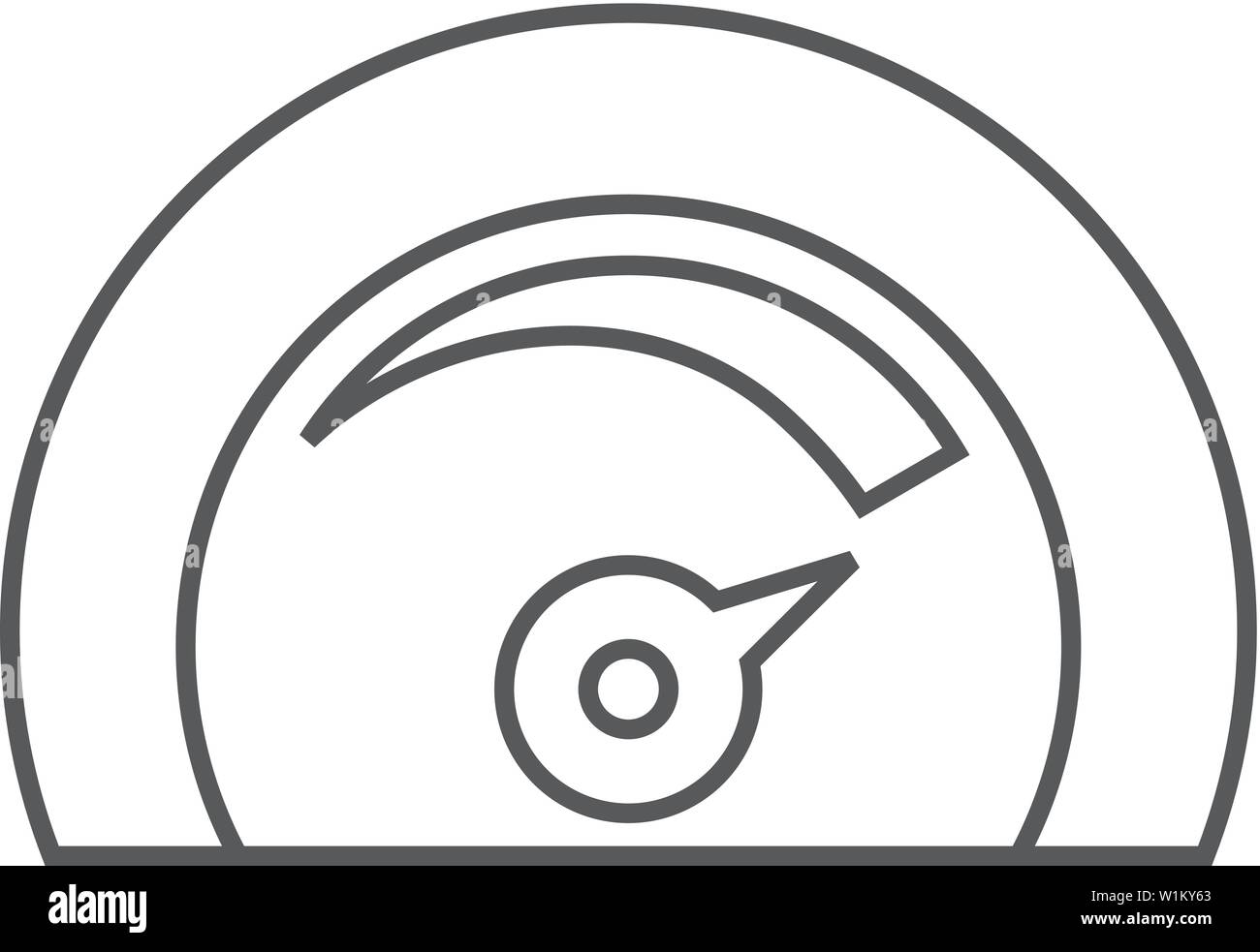Dashboard icon in thin outline style. Control panel, odometer ...