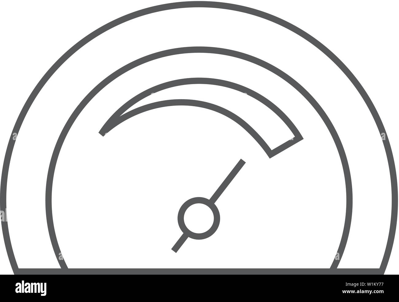 Dashboard icon in thin outline style. Control panel, odometer ...