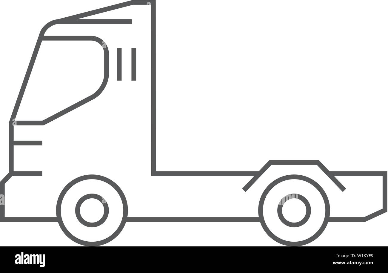 Empty container lift truck icon in thin outline style. Automobile car ...