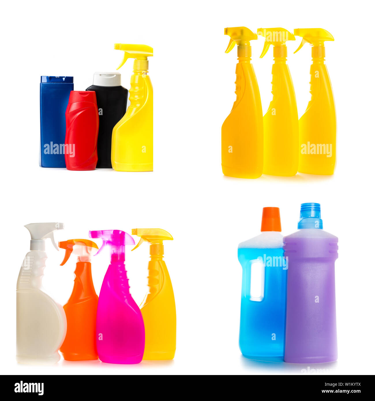 Colored plastic bottles isolated on white background Stock Photo - Alamy
