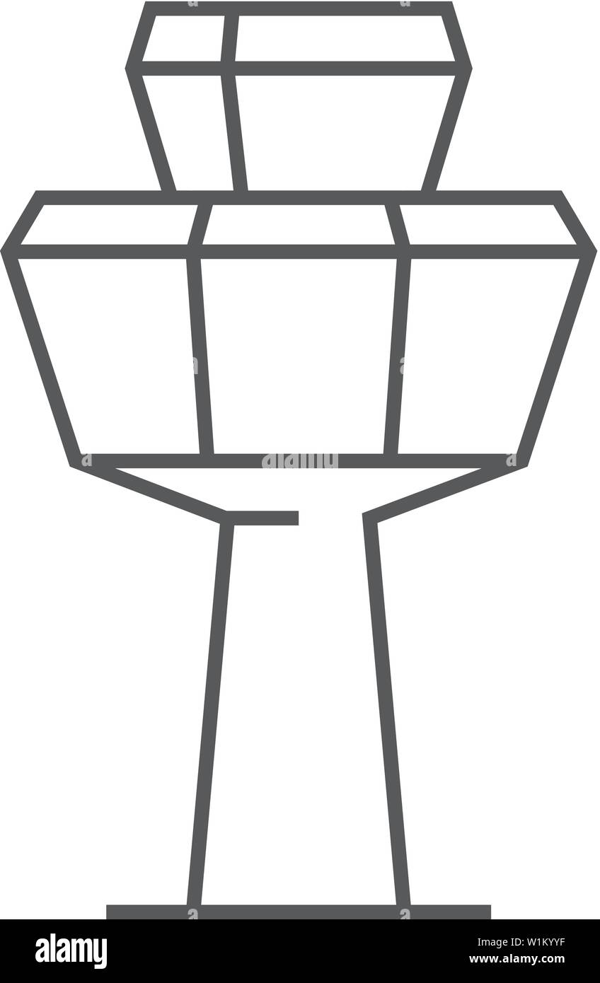 Airport tower icon in thin outline style. Traffic control airplane ...