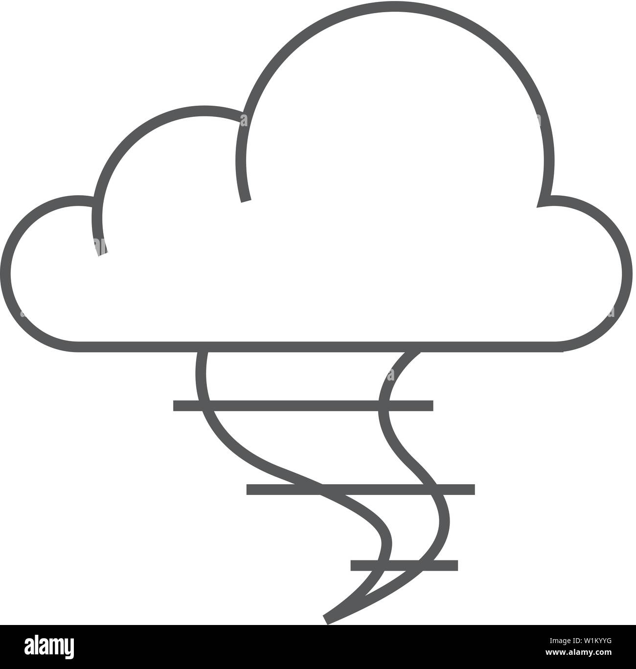 Storm icon in thin outline style. Disaster tornado nature wind weather ...