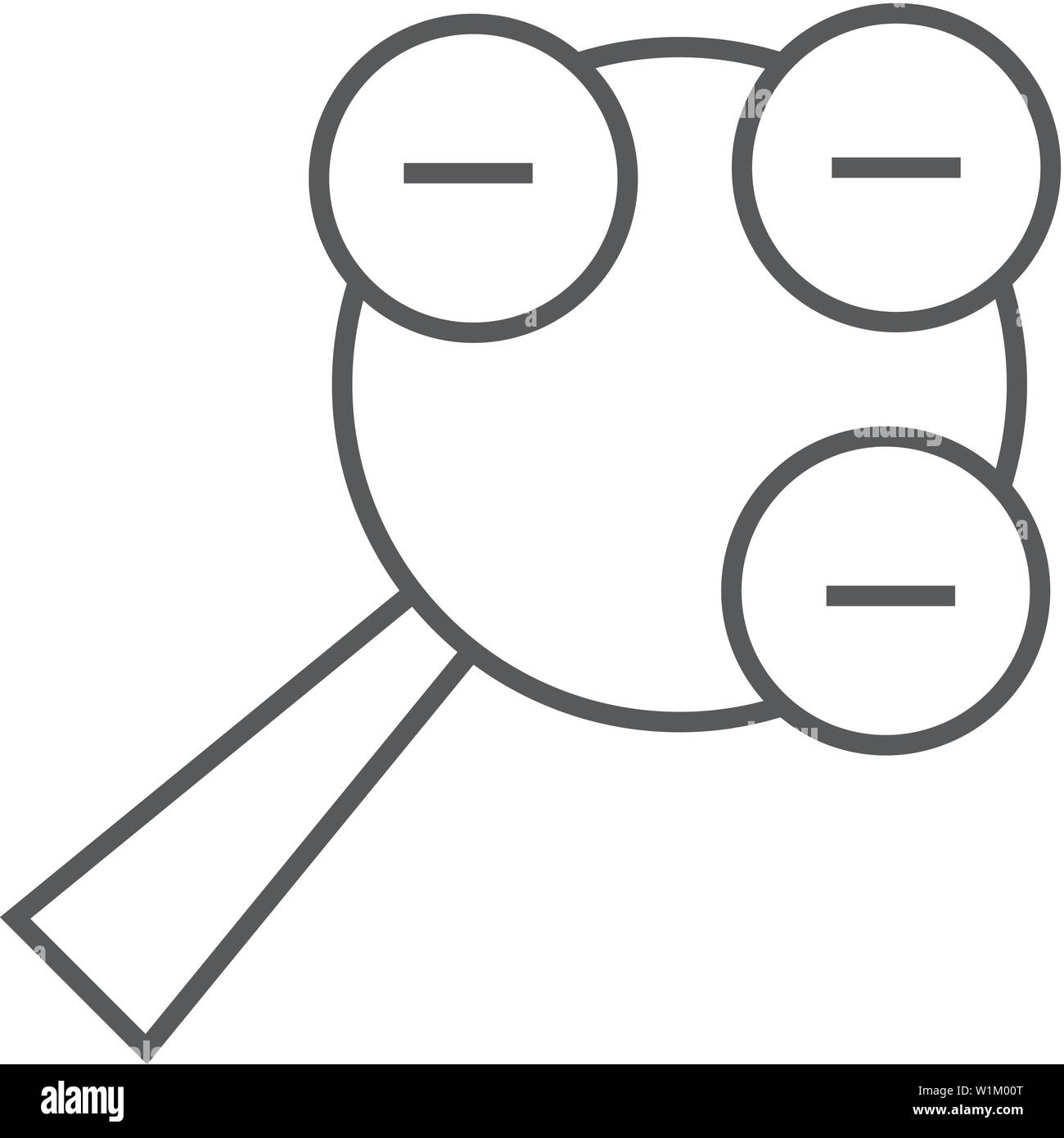 Baby toy icon in thin outline style. Newborn child happy ringing rattle ...