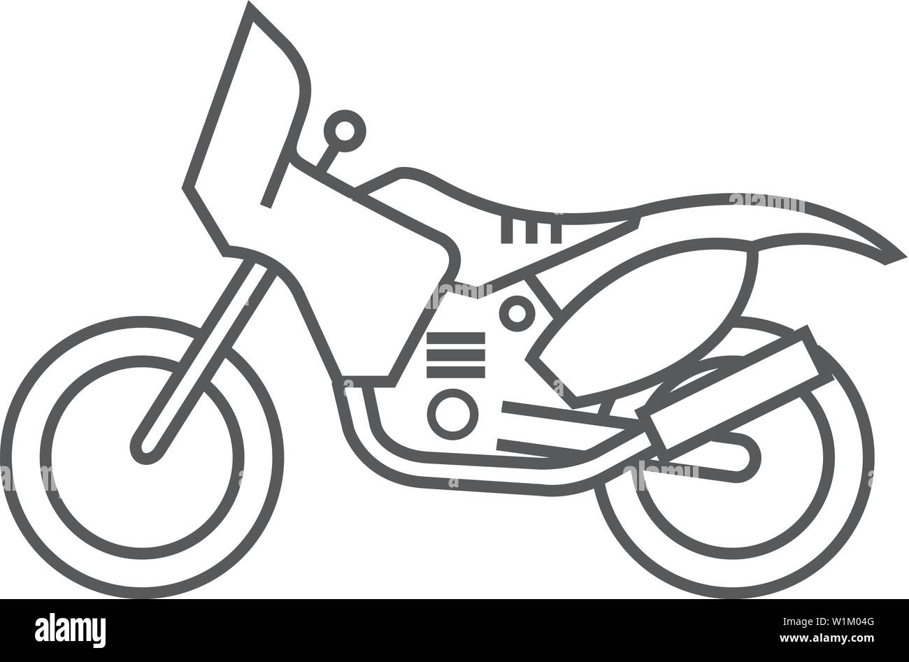 Motocross icon in thin outline style. Rally offroad desert extreme ...