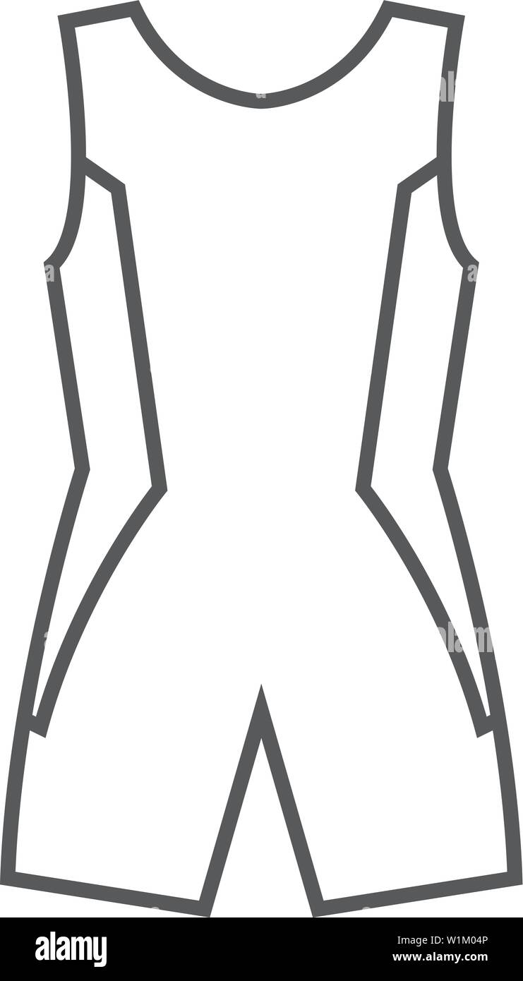 Triathlon suit icon in thin outline style. Sport cycling swimming ...