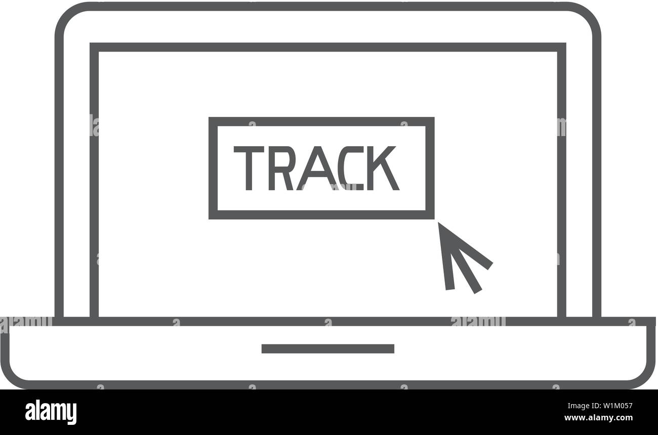 Tracking monitor icon in thin outline style. Logistic, locate, courier ...