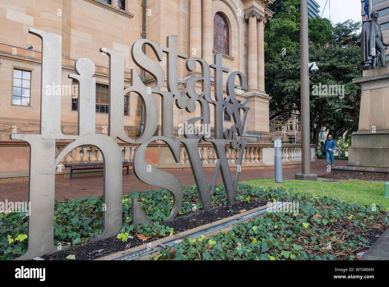 The State Library sign at the entrance to the Mitchell Library building ...