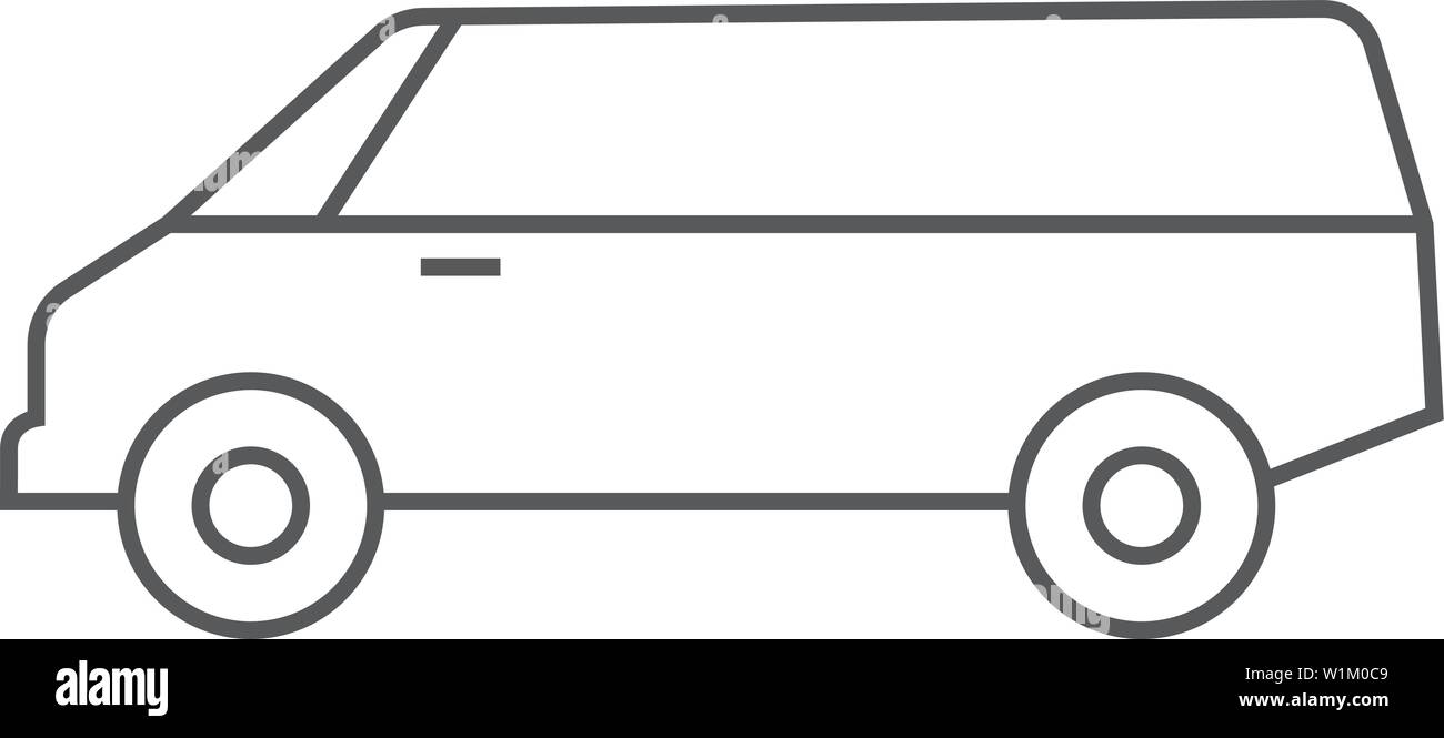 Car icon in thin outline style. Van, delivery, bus Stock Vector Image ...